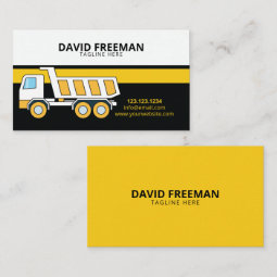 Simple Yellow & White Dump Truck Construction Business Card | Zazzle
