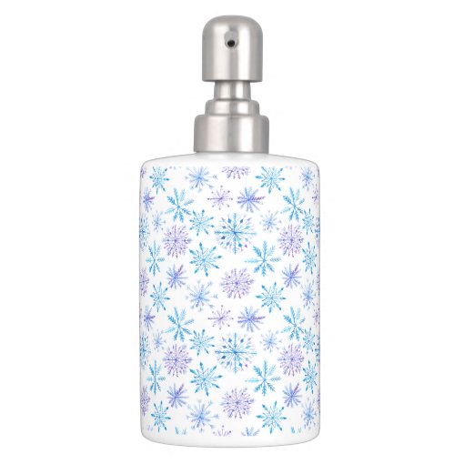 Simple yet Elegant Snowflakes | Soap Despenser Bathroom Set | Zazzle