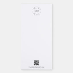 Simple Your Logo QR code website Business Magnetic Notepad | Zazzle
