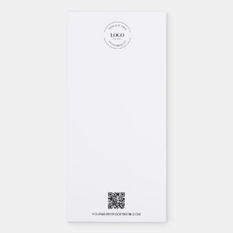 Simple Your Logo QR code website Business Magnetic Notepad | Zazzle