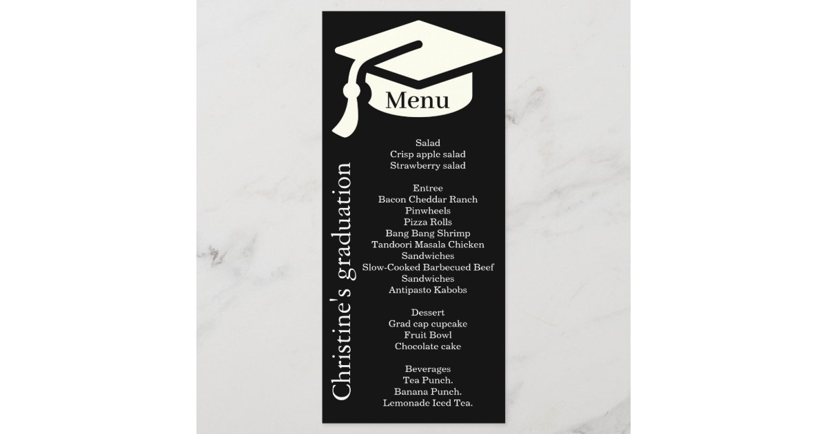 Simpleblack & white Graduation party dinner menu | Zazzle