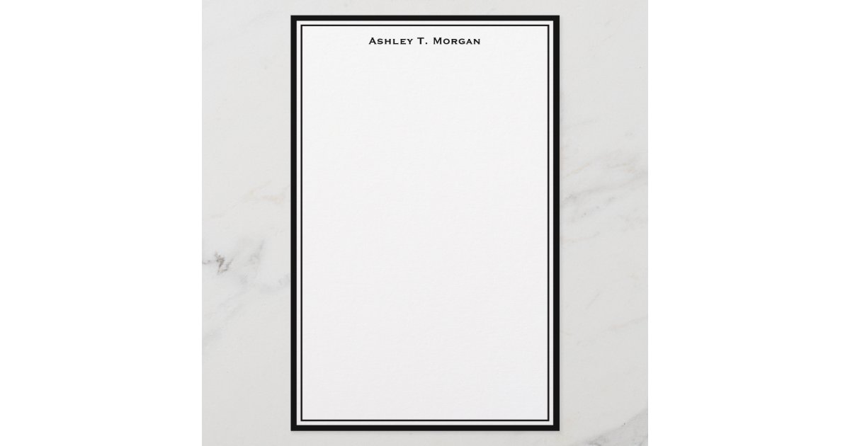 Simplicity Black White Personalized Stationery | Zazzle