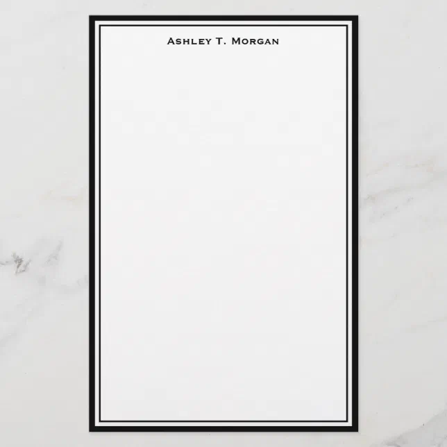 Simplicity Black White Personalized Stationery | Zazzle