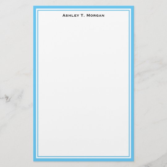 Simplicity DIY Frame White Personalized Sky Blue Stationery | Zazzle.com
