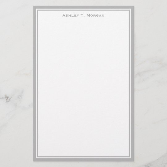 Simplicity Gray / White Personalized Stationery | Zazzle.com