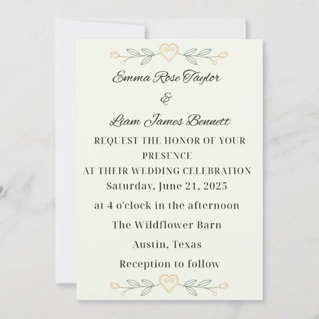 Simplicity Heart Wedding Invitation | Zazzle