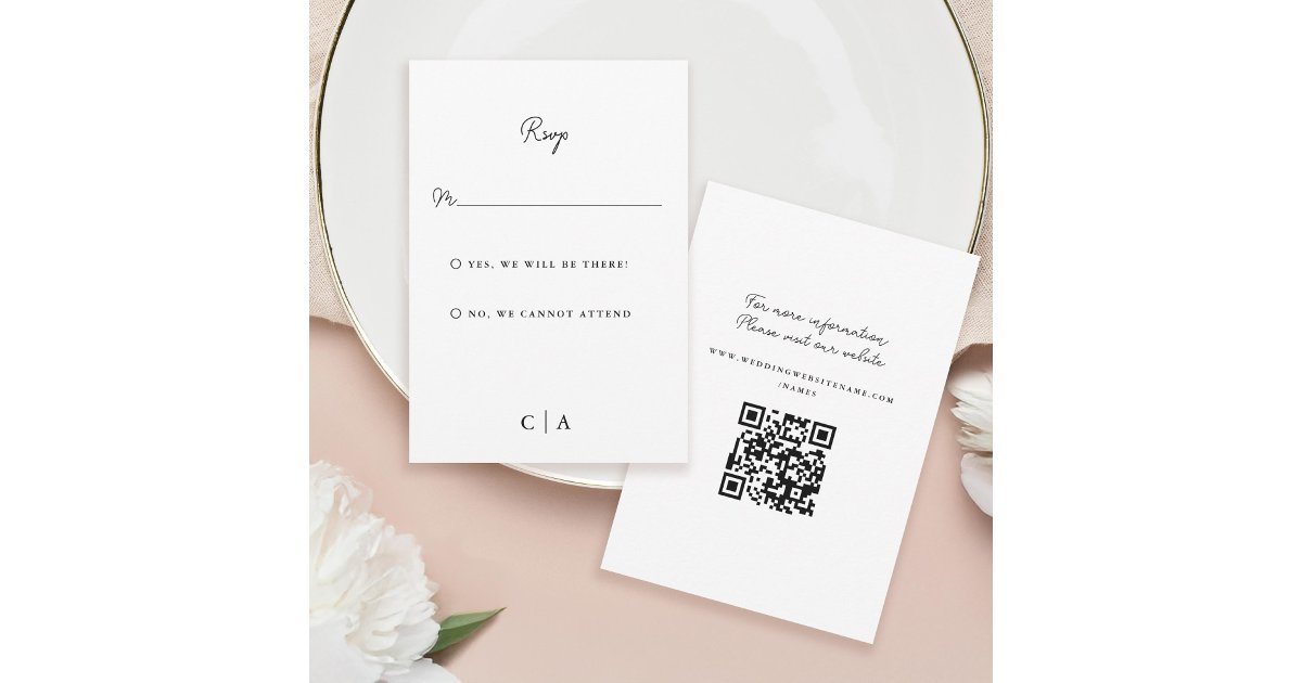 Simplicity | Monogram Minimal Wedding RSVP Card | Zazzle