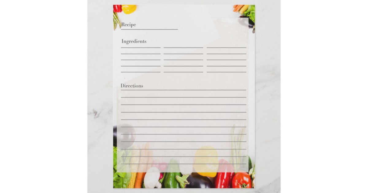 Simplicity Vegetables Double-sided Recipe Cards | Zazzle