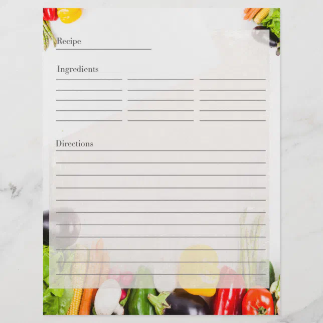 Simplicity Vegetables Double-sided Recipe Cards | Zazzle