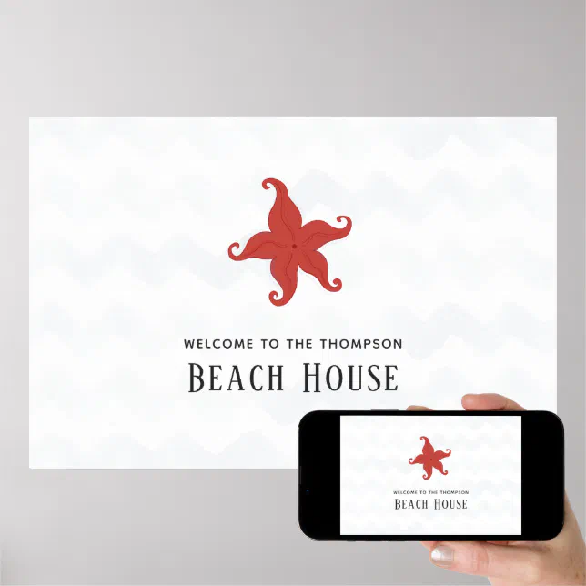 Simplistic Starfish Beach House Poster | Zazzle