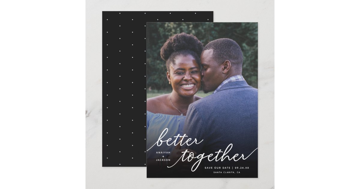 Simply Better Together Script Full Photo | White Save The Date | Zazzle.com