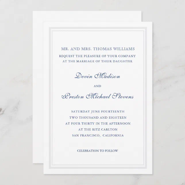 Simply Classic Wedding Invitation | Zazzle