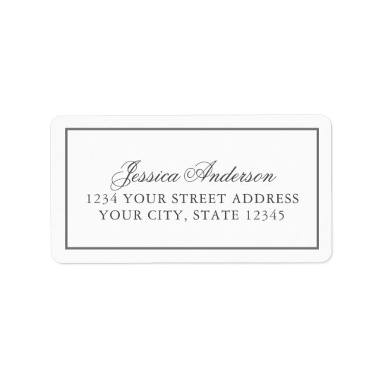 Simply Elegant Affair Gray BorderWith Your Address Label | Zazzle.com