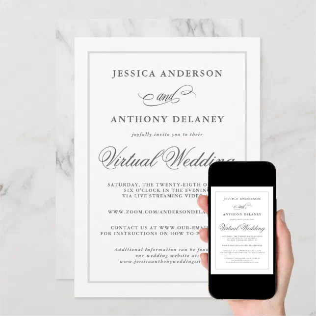 Simply Elegant Affair Virtual Wedding Invitation | Zazzle