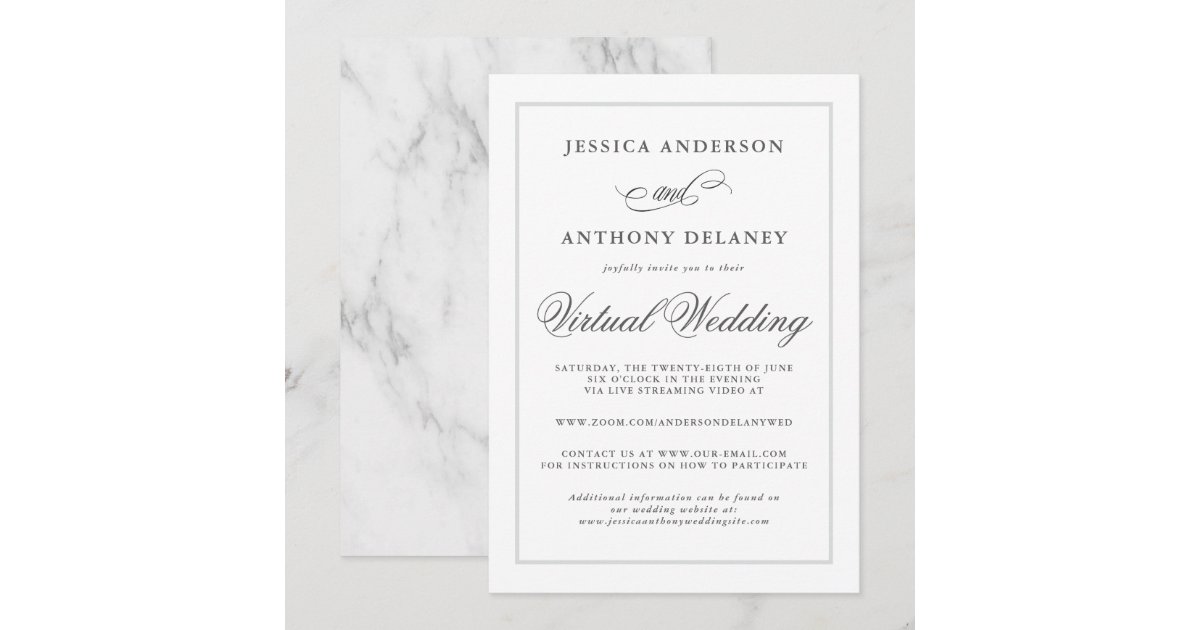 Simply Elegant Affair Virtual Wedding Invitation | Zazzle