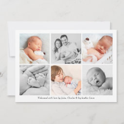 Simply Elegant Baby Boy Photo Collage Birth Announcement | Zazzle