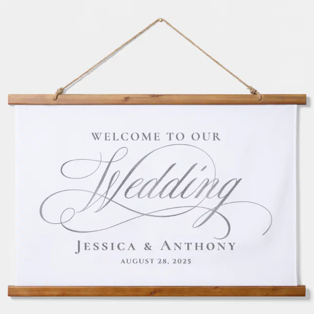 Simply Elegant Calligraphy Wedding Welcome Sign Hanging Tapestry | Zazzle