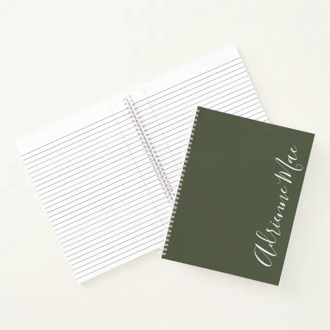 Simply Elegant Dark Chive Green Personalized Notebook | Zazzle