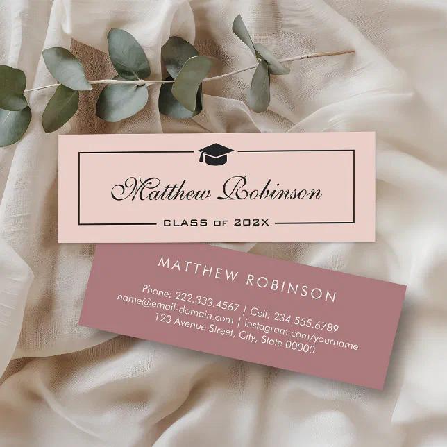 Simply Elegant Dusty Pink Graduation Mini Business Card | Zazzle