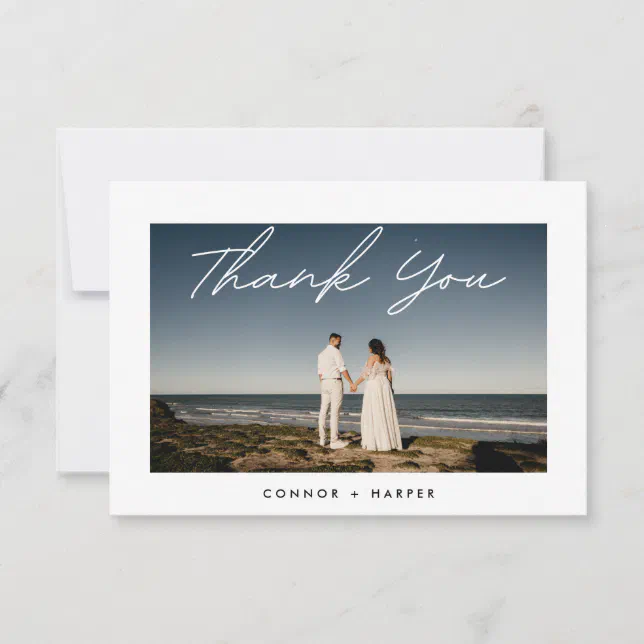 Simply Elegant Frame Text Photo Thank You Card | Zazzle