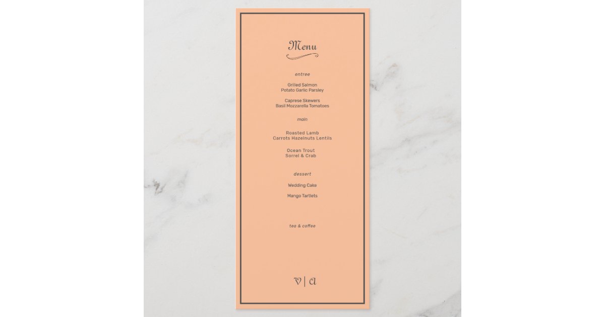 Simply Elegant Fuzzy Peach with Border Menu | Zazzle