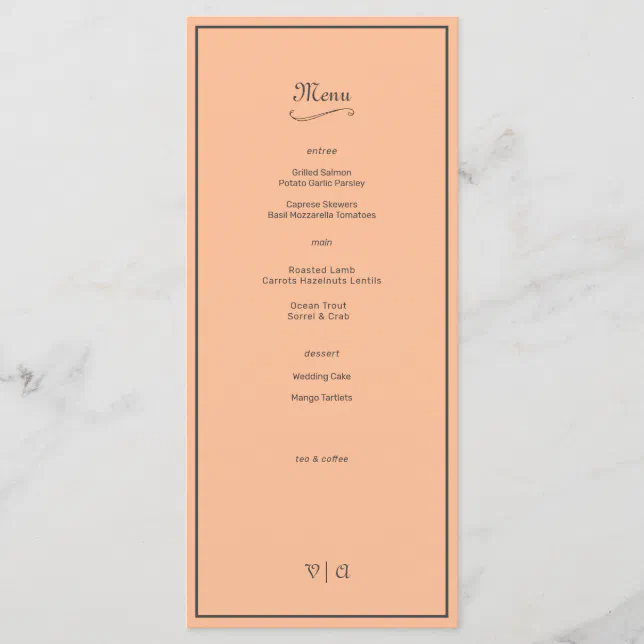 Simply Elegant Fuzzy Peach with Border Menu | Zazzle