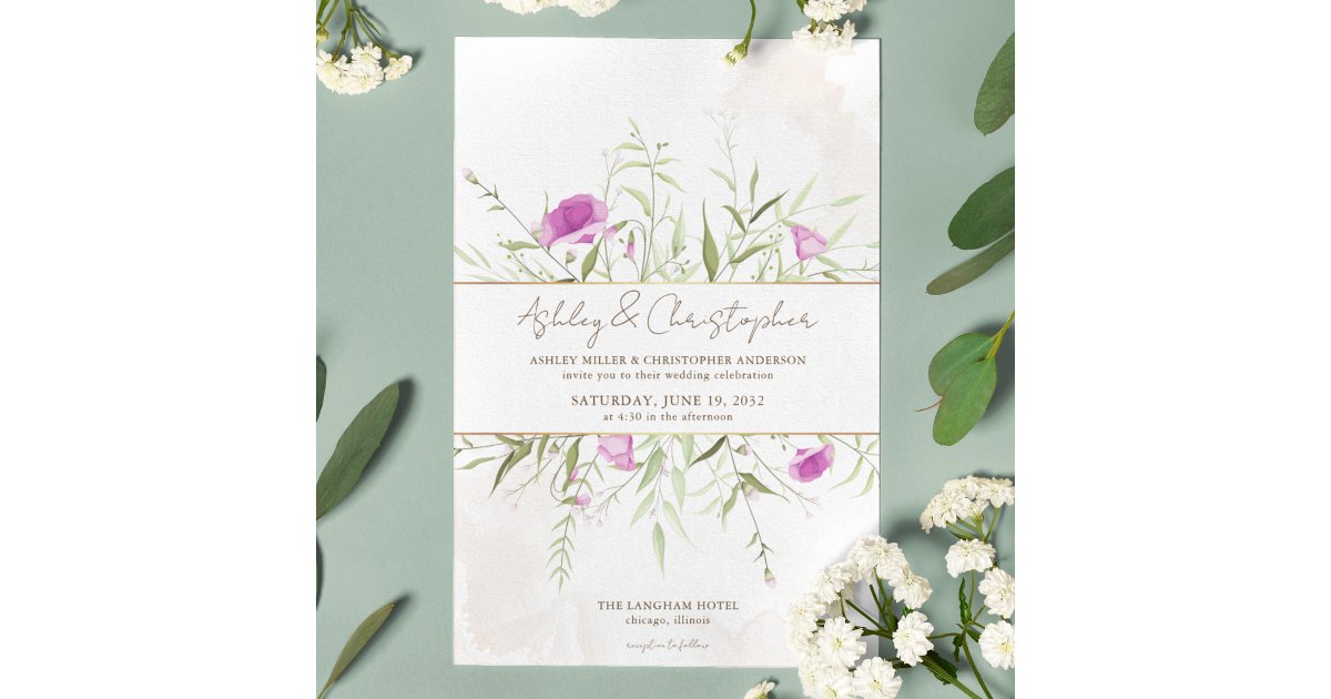 Simply Elegant Lavender Wildflower Frame Wedding Invitation | Zazzle