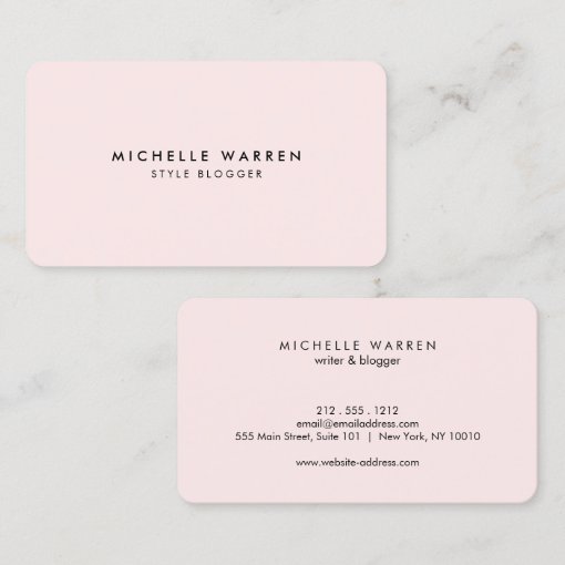 Simply Elegant Pink Blogger Business Card | Zazzle