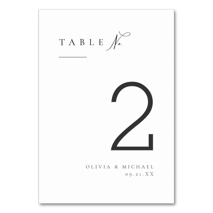 Simply Elegant Typography Modern Wedding Table Number | Zazzle