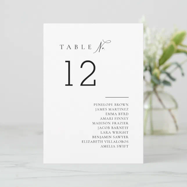 Simply Elegant Typography Table Seating Chart Invitation | Zazzle