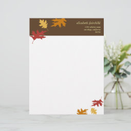 Simply fall leaves autumn brown thanksgiving theme letterhead | Zazzle