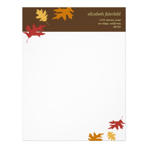 Simply fall leaves autumn brown thanksgiving theme letterhead | Zazzle