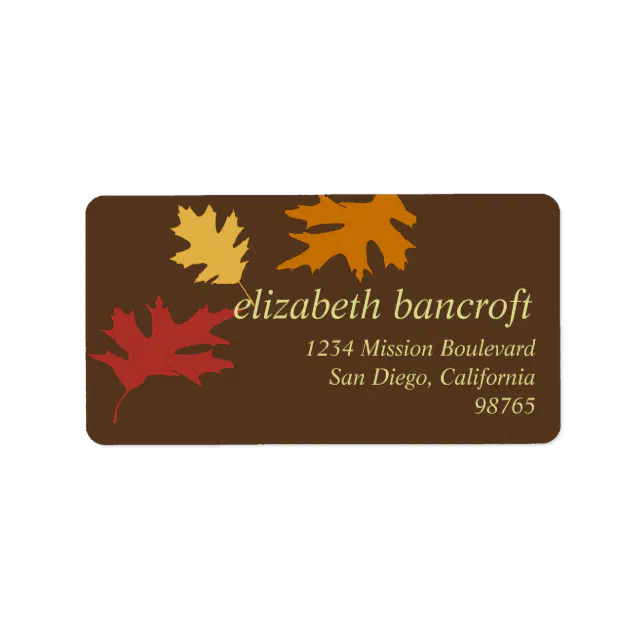 Simply fall leaves autumn custom return address label | Zazzle