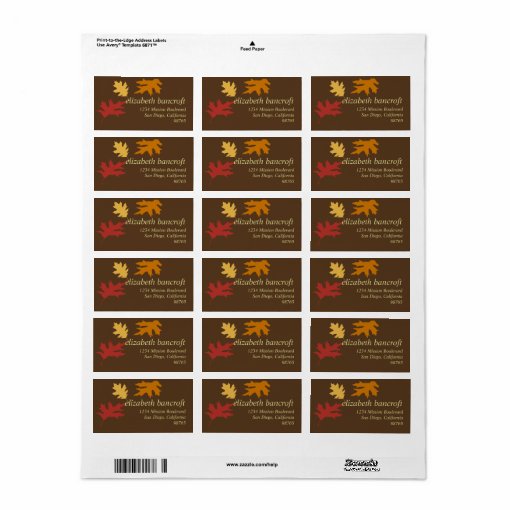 Simply fall leaves autumn custom return address label | Zazzle