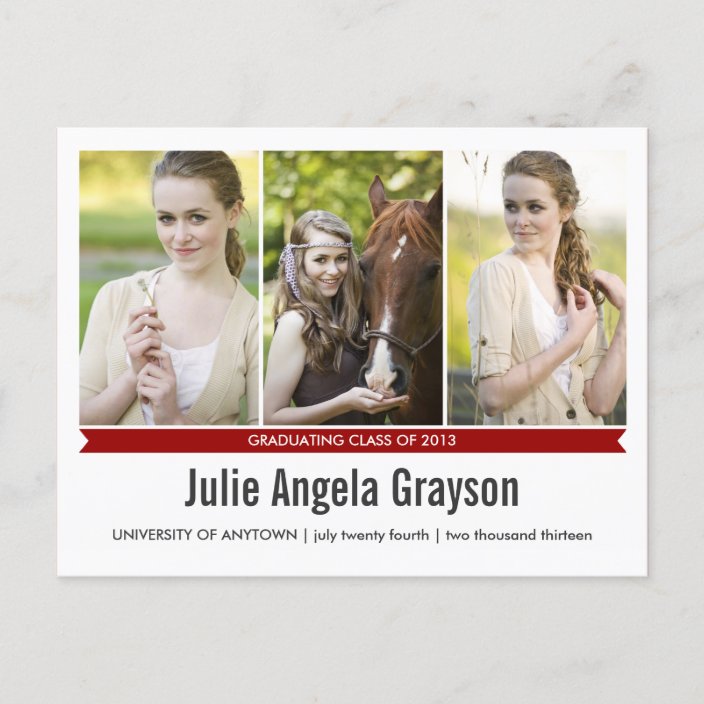 Simply Genius 4 Photo Graduation Postcard | Zazzle.com