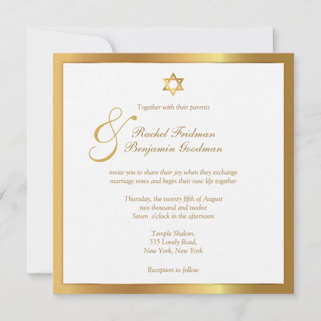 Simply Gold - Jewish Wedding Invitation | Zazzle