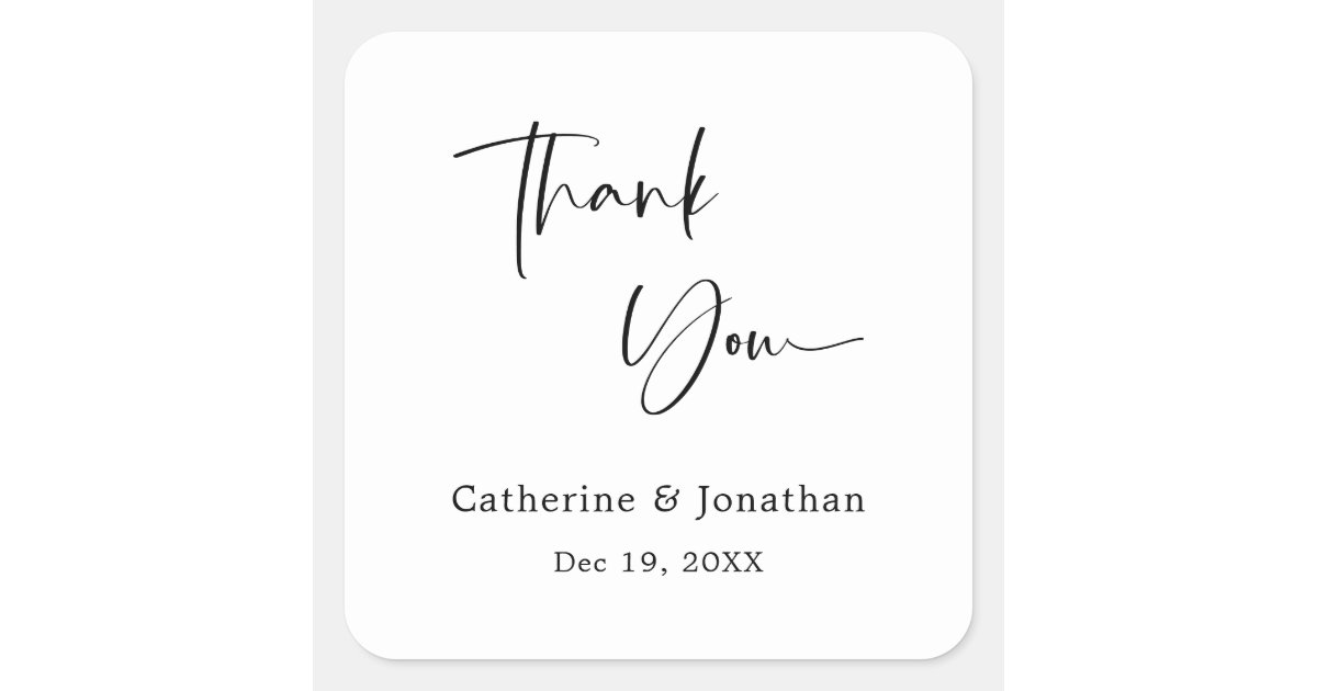 Simply Grateful: Modern Monogram Thank You Square Sticker | Zazzle