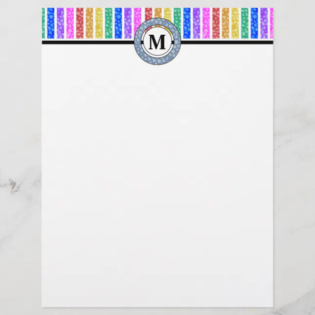 Simply Modern Rainbow Colored Stripe Monogram Letterhead | Zazzle