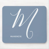 Simply Monogrammed Script Letter M Blue & White Mouse Pad | Zazzle