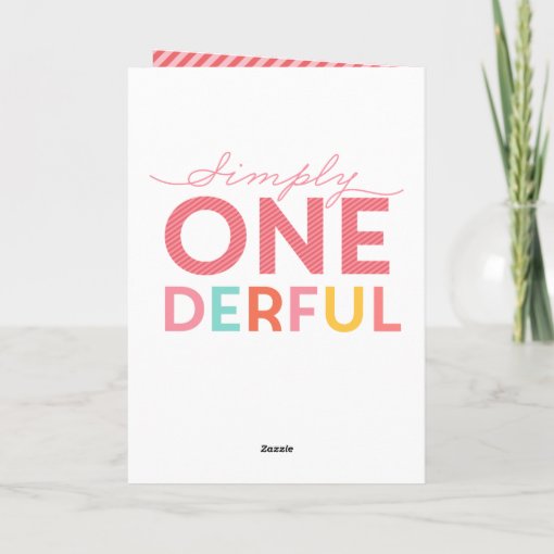 SIMPLY ONEDERFUL WONDERFUL CARD | Zazzle
