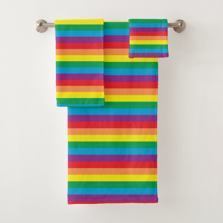Simply Rainbow Pattern Bath Towel Set | Zazzle