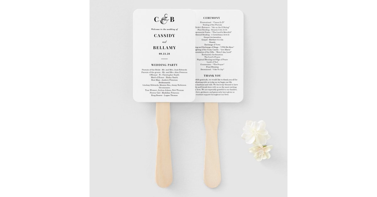 Simply Splendid EDITABLE COLOR Wedding Program Hand Fan | Zazzle