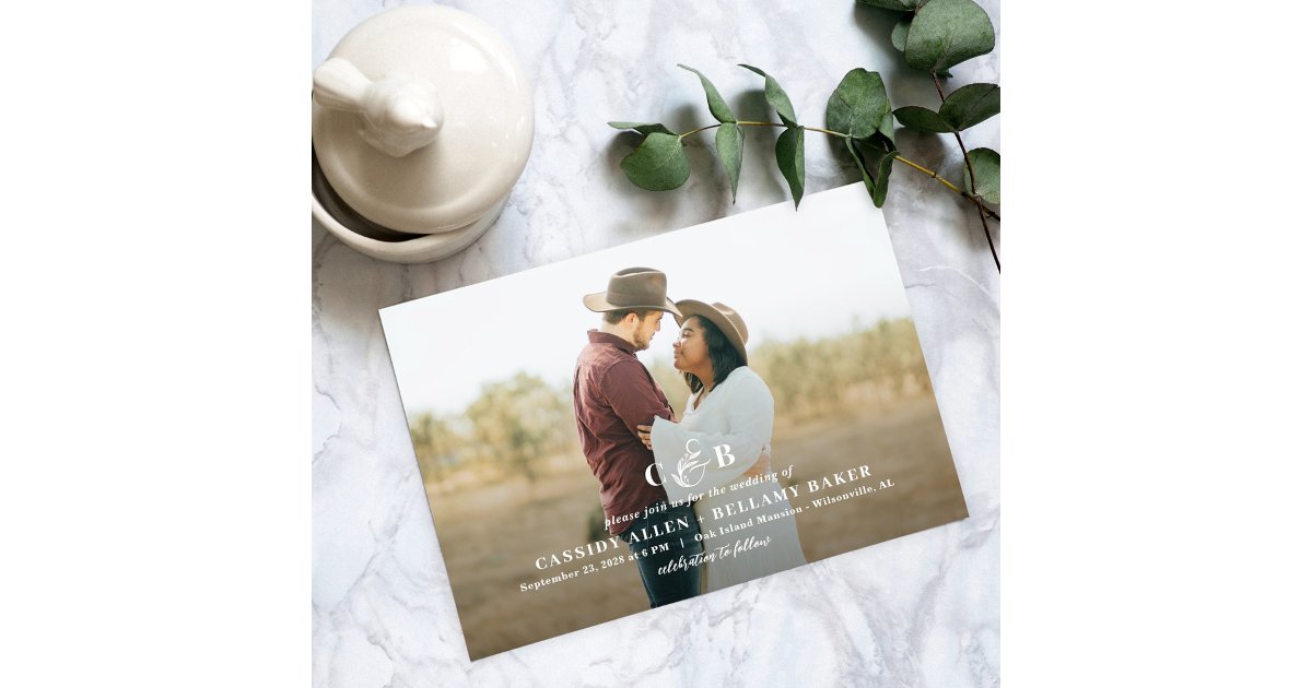 Simply Splendid Monogram Photo Wedding Invitation | Zazzle