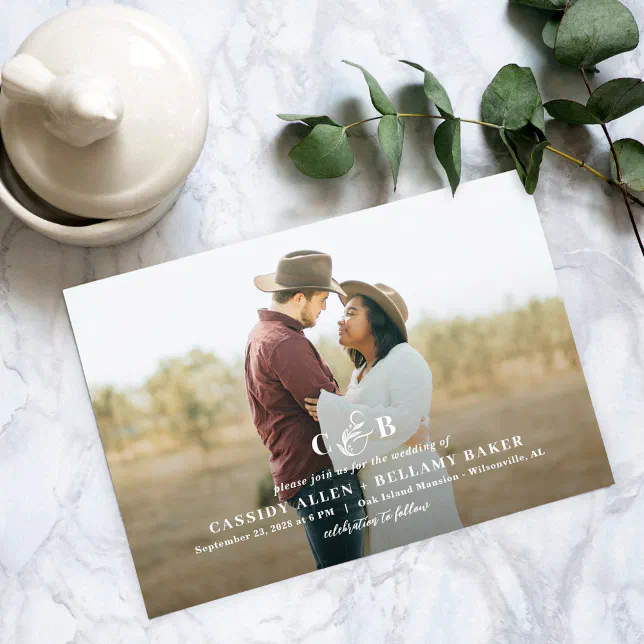 Simply Splendid Monogram Photo Wedding Invitation | Zazzle