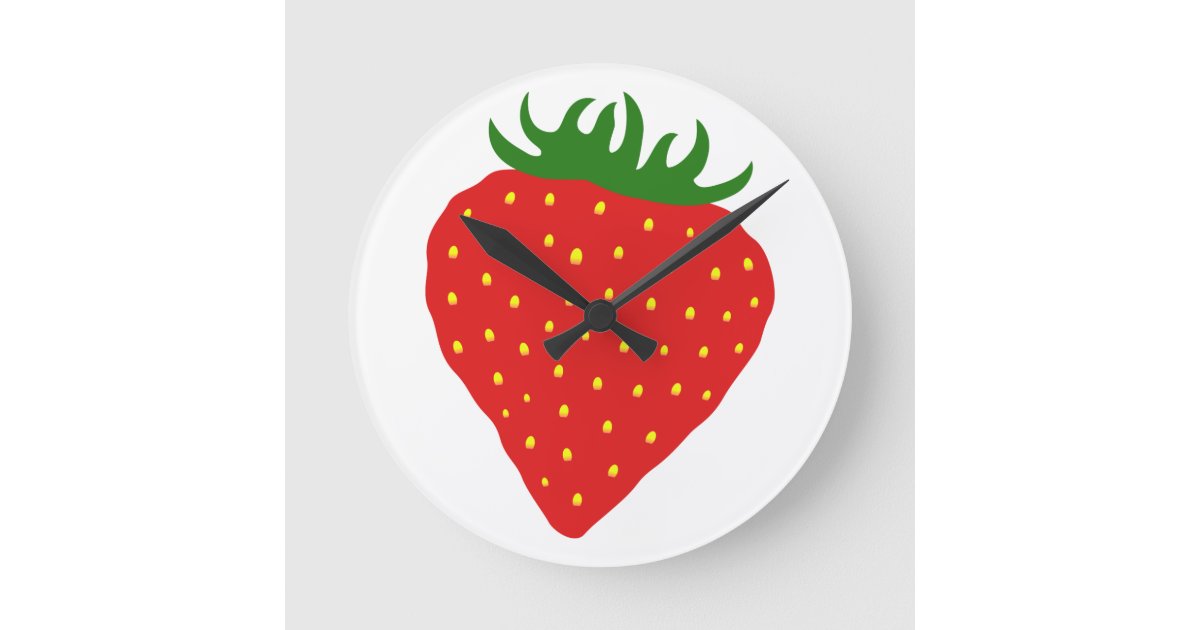 Simply Strawberry custom wall clock | Zazzle