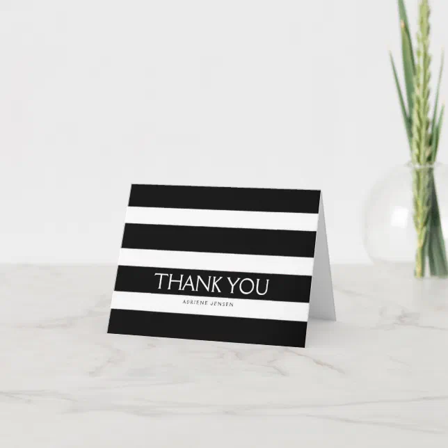 Simply Stripes Thank You Note Card / Black | Zazzle
