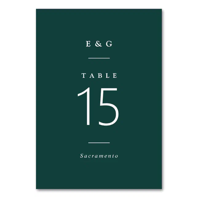 Simply Stylish | Modern Emerald Green Wedding Table Number | Zazzle