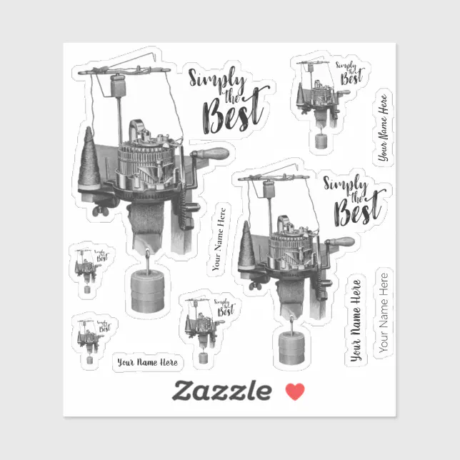 Simply the Best Personalize Sock Knitting Machine Sticker | Zazzle