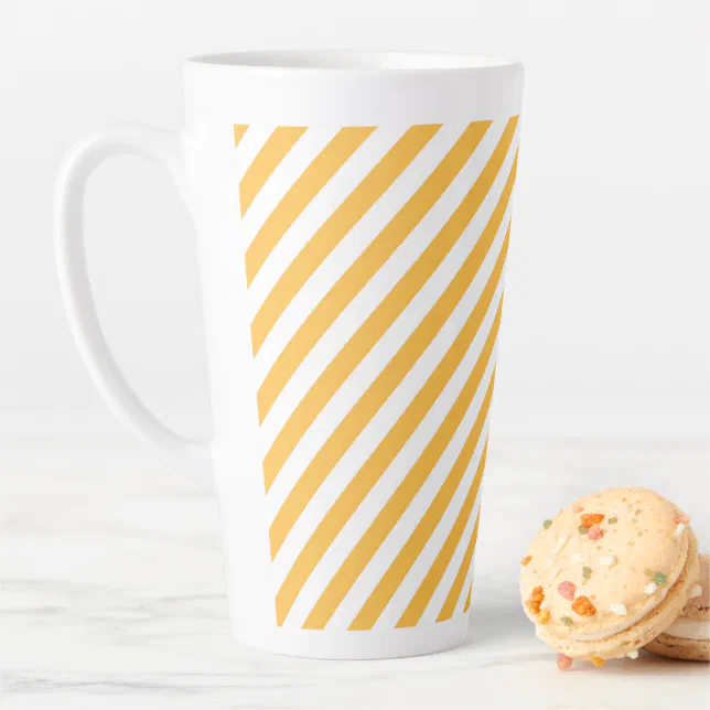 Simply Warm Yellow and White Stripes - Calming Latte Mug | Zazzle