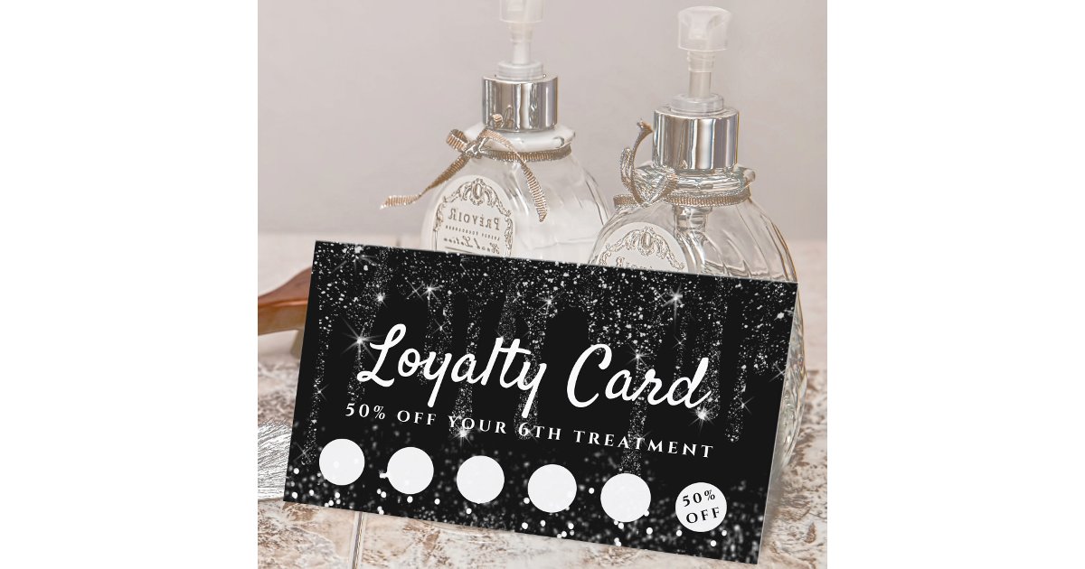 simulated black glitter loyalty card | Zazzle